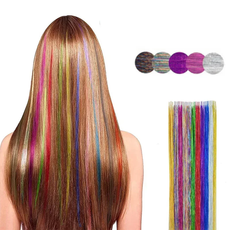 90cm-Sparkle-Hair-Tinsel-Rainbow-Colored-Strands-Girls-Headwear ...