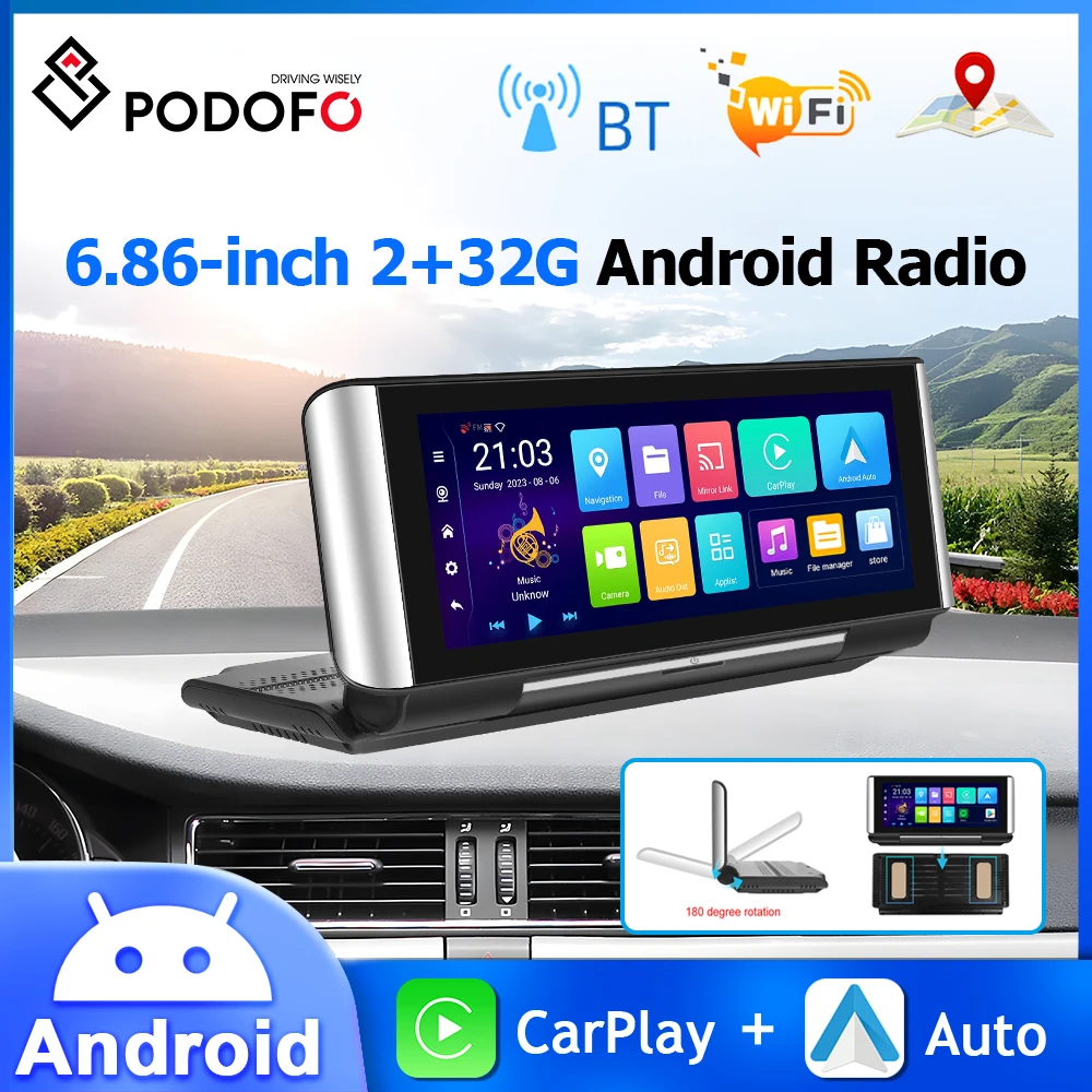 Podofo-2-32G-Android-Car-Monitor-Carplay-Android-Auto-Dashboard-Dash ...