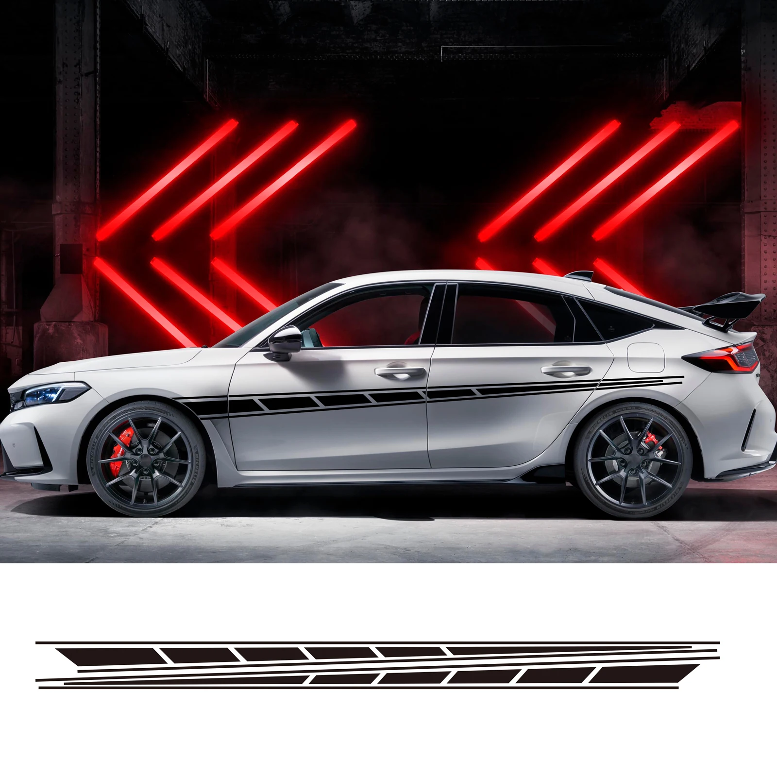 2PCS Auto Door Side Lattice Vinyl Sports Car Stickers racing Graphical ...