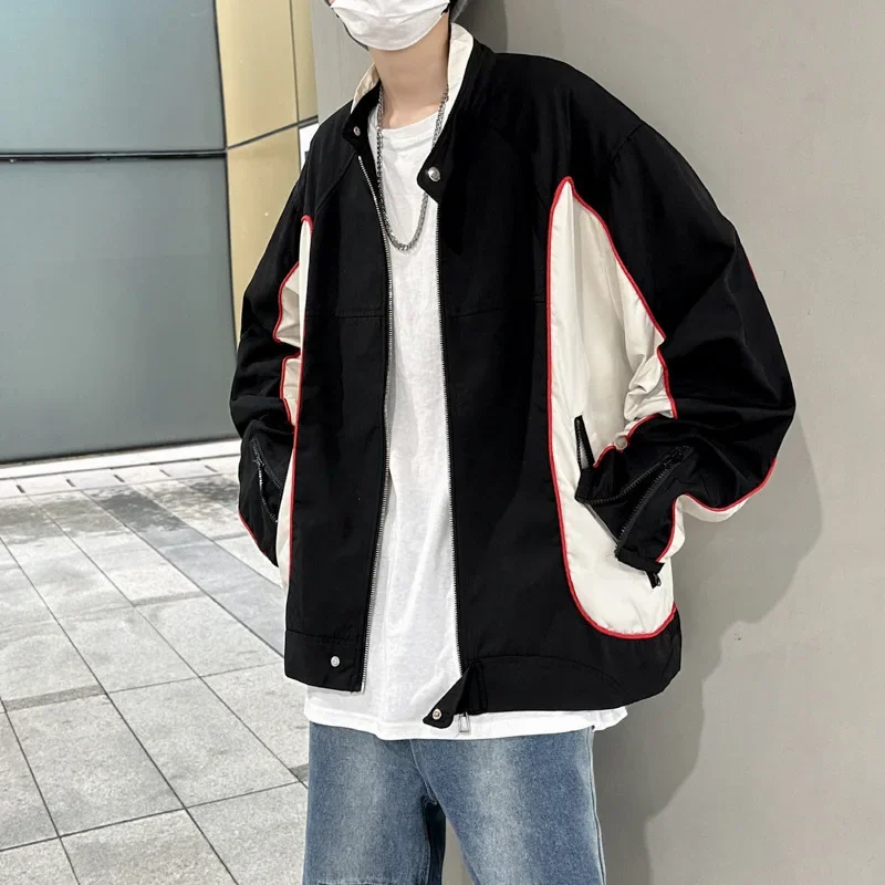 Color-Block-Baseball-Jacket-For-Men-Loose-Fit-Sensible-Design-Casual ...
