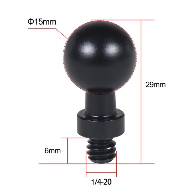 15mm 17mm 25mm Ball Head Adapter Mount to 1/4" Screw Hole for GoPro DJI ...