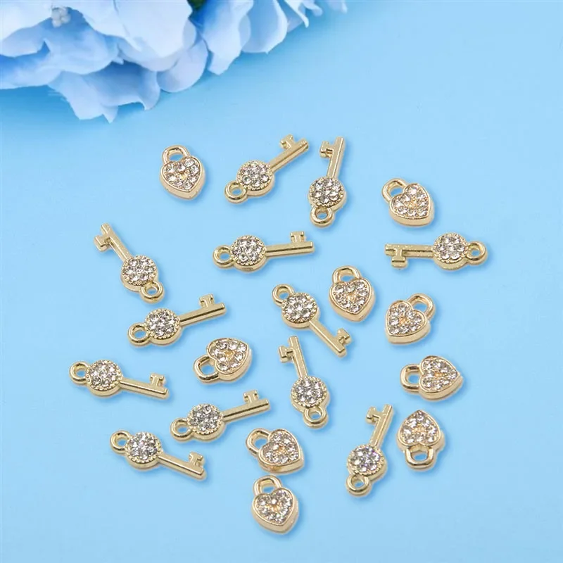 10Pcs-3-Style-Crystal-Key-Lock-Star-Charm-For-Jewelry-Making-Earring ...