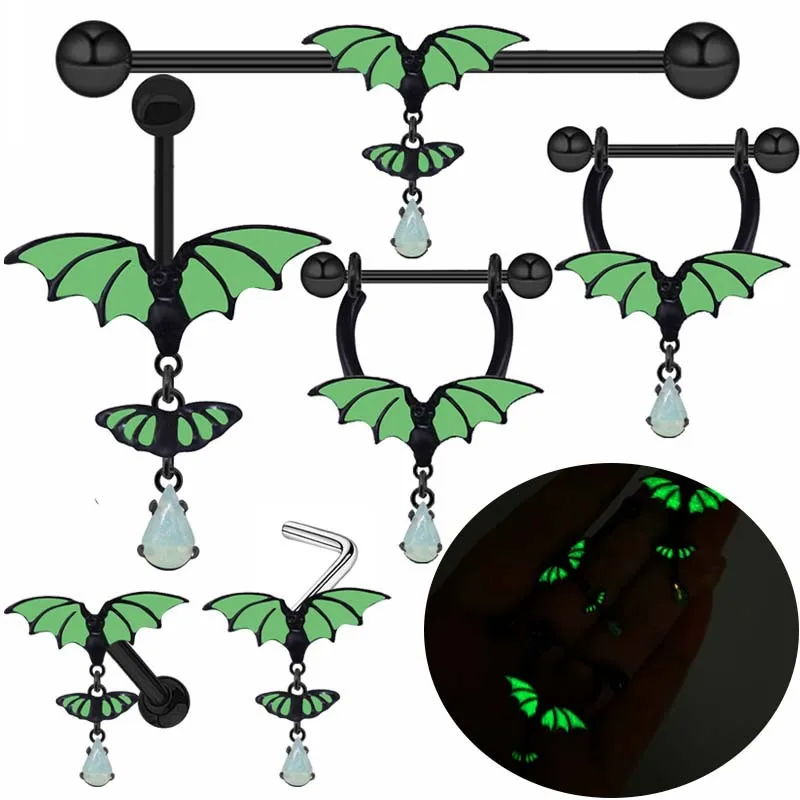 Belly Button Luminous Piercing | Bat Belly Button Piercing | Luminous ...