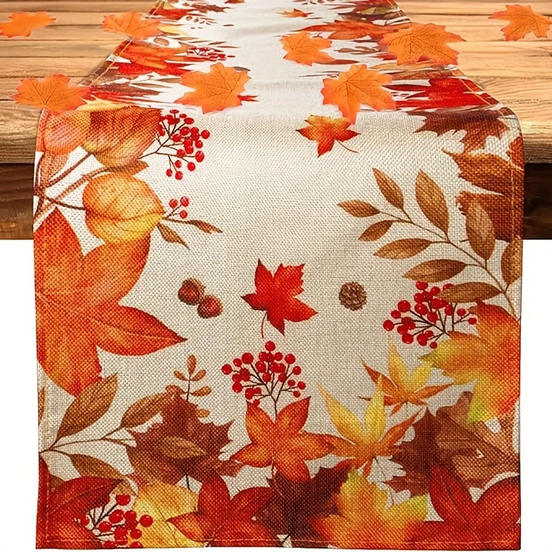 Autumn-Leaves-Thanksgiving-linen-Table-Runners-Fall-Maple-Leaf-Dresser ...