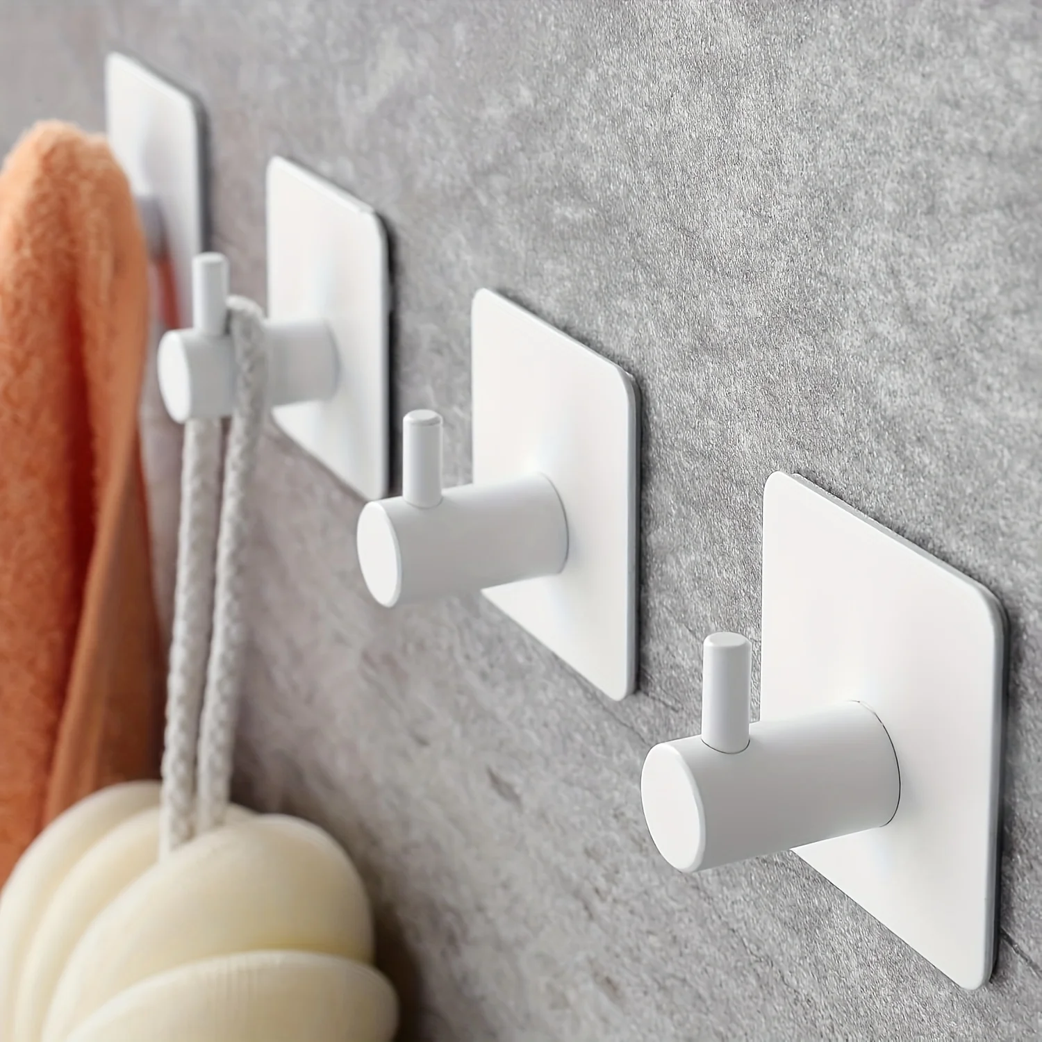 4Pcs Modern White Wall Hooks Strong Adhesive For Kitchens Bathrooms ...