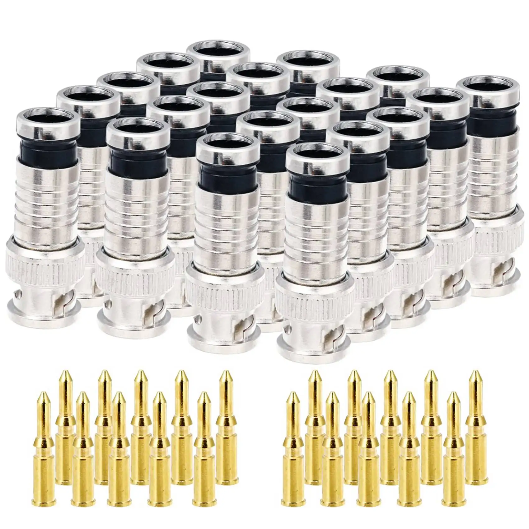 20-Pcs-BNC-Compression-Connector-75-Ohm-Coupler-with-Copper-Pin-for ...