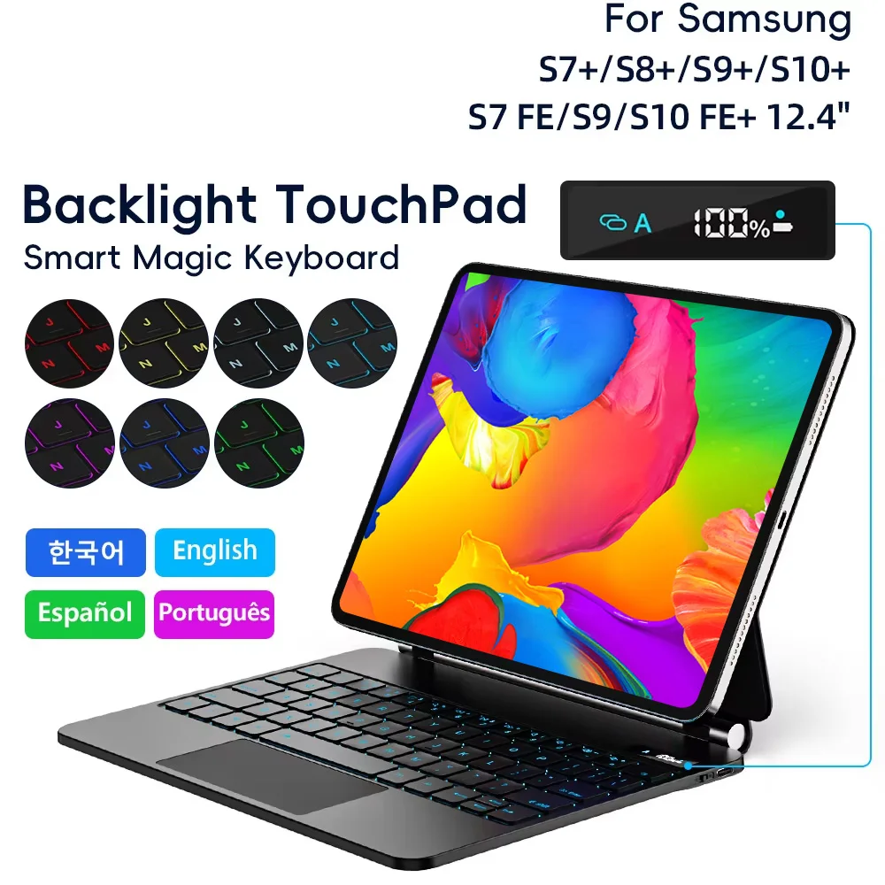 Magic Keyboard Case for Samsung Galaxy Tab S9+/S8+/ S8 Plus/ S7 FE/ S7 ...