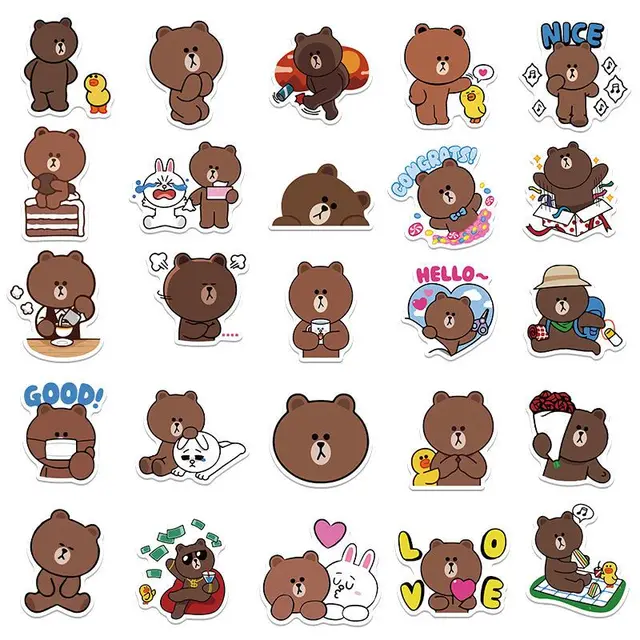 Line Stickers Brown