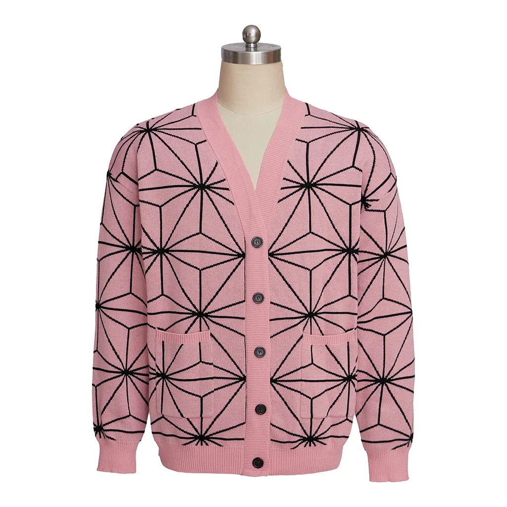 Kamado Nezuko Cosplay Costume Unisex Knitted Sweater Warm Cardigan V ...