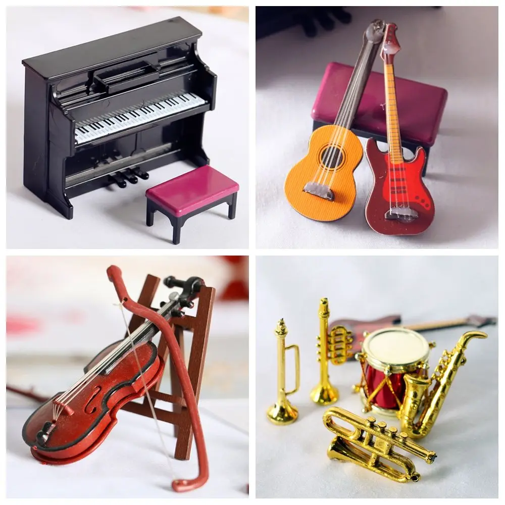 Drum-Microphone-1-12-Scale-Music-Bar-Miniature-Violin-Guitar-Piano ...