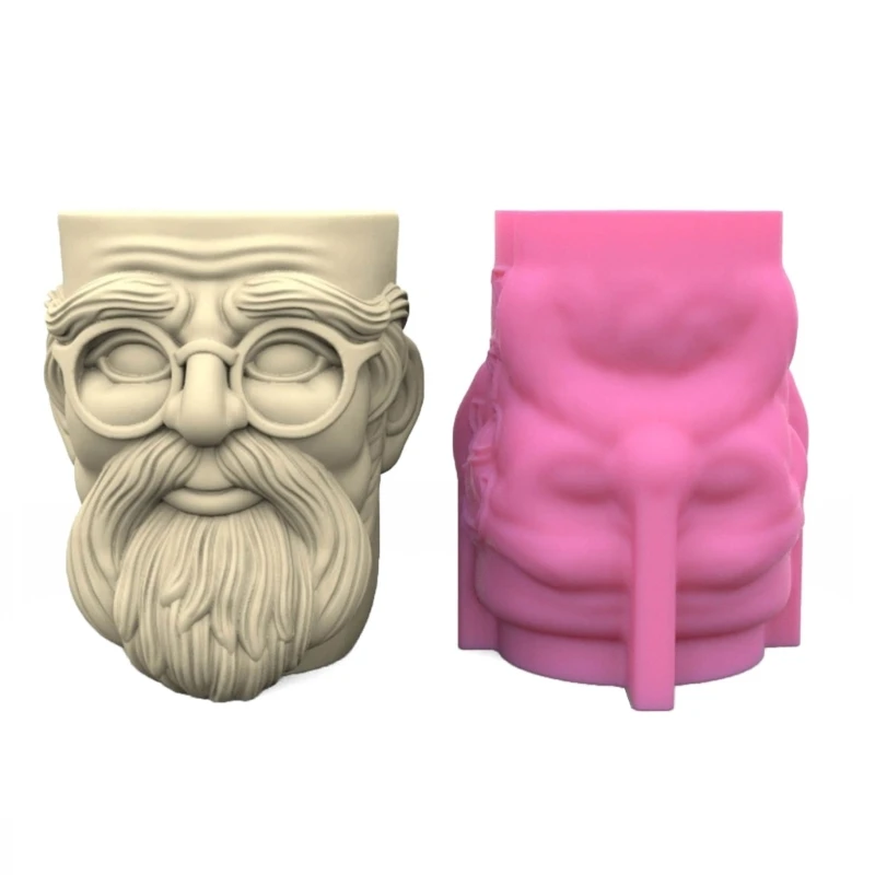 Succulents-Planter-Concrete-Molds-Elderly-Flower-Pots-Vases-Silicone ...