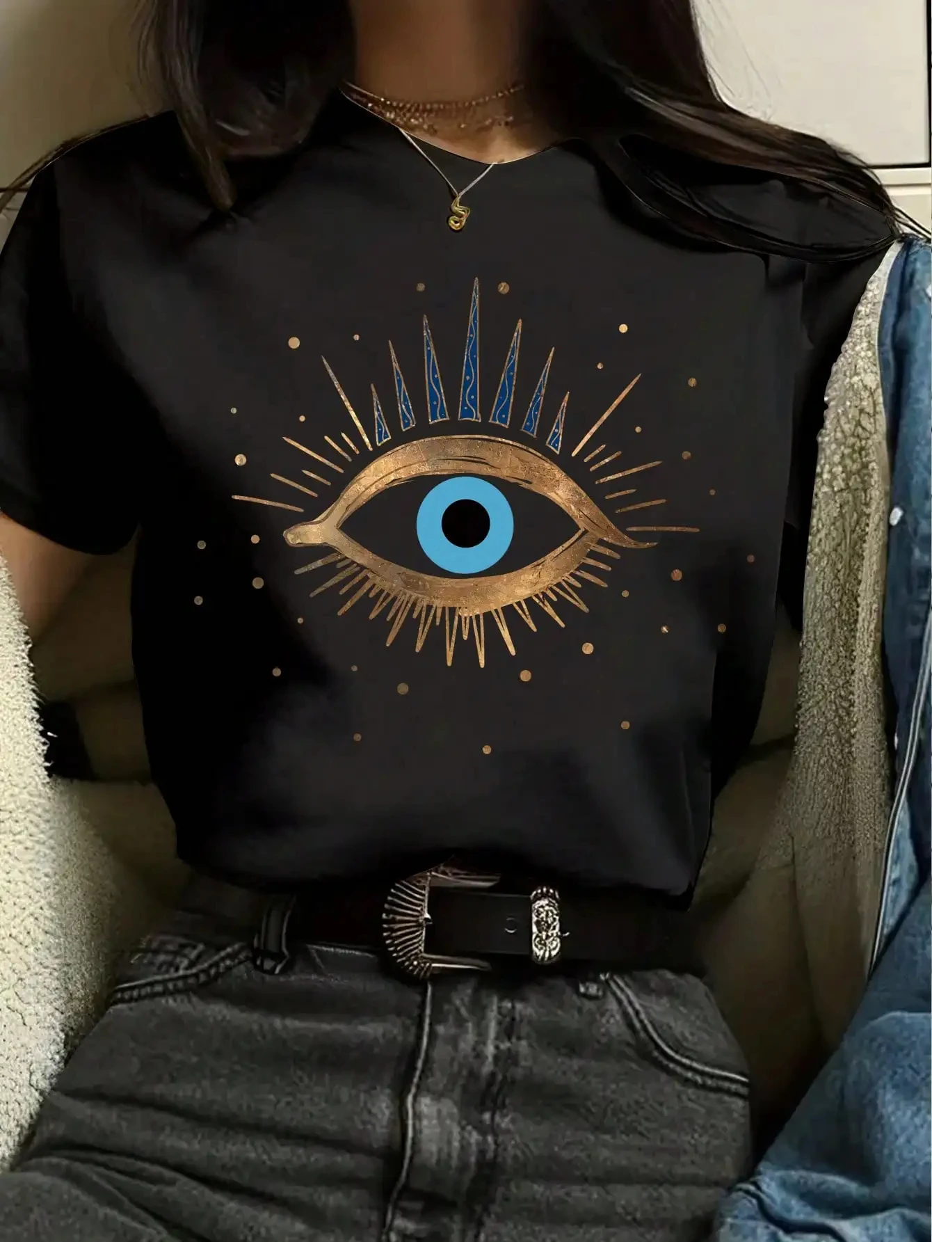 Women-Eye-Graphic-Fashion-Print-T-Shirt-Crew-Neck-Short-Sleeve-T-Shirt ...
