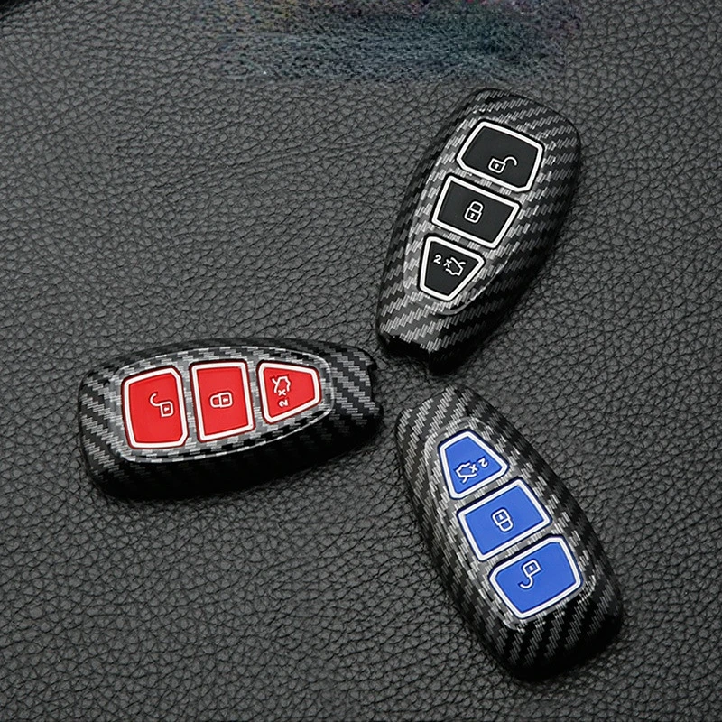 New-Carbon-Fiber-ABS-Car-Key-Case-Cover-for-Ford-Fiesta-Focus-3-4 ...