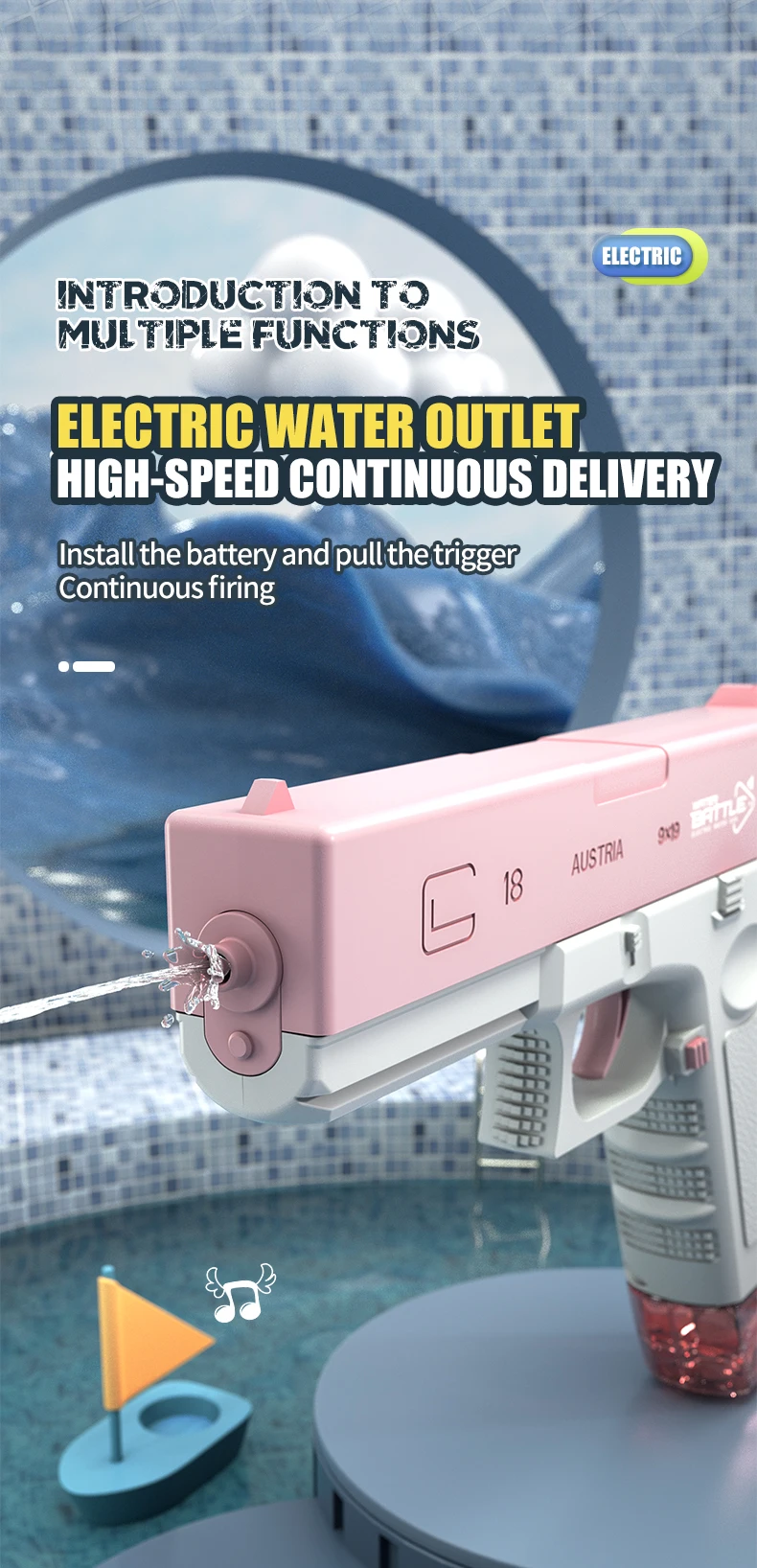 Kid's Auto Electric Water Gun - Fun Squirt Gun for Endless Splash ...