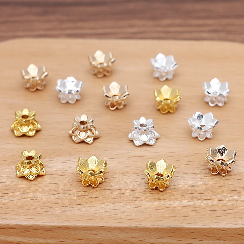 200 PCS 10x7mm Metal Alloy Lotus Flowers Base Bead Caps Accessories For ...