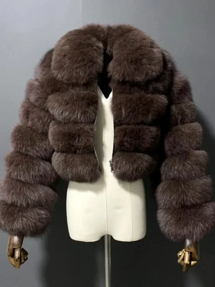 Casual-White-Black-Fluffy-Fall-Winter-Faux-Fur-Coat-Women-Short-Jacket ...