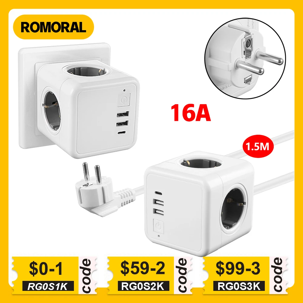 Square-Power-Strip-Extender-Cube-with-4-AC-Outlets-2-USB-Type-C-Ports ...