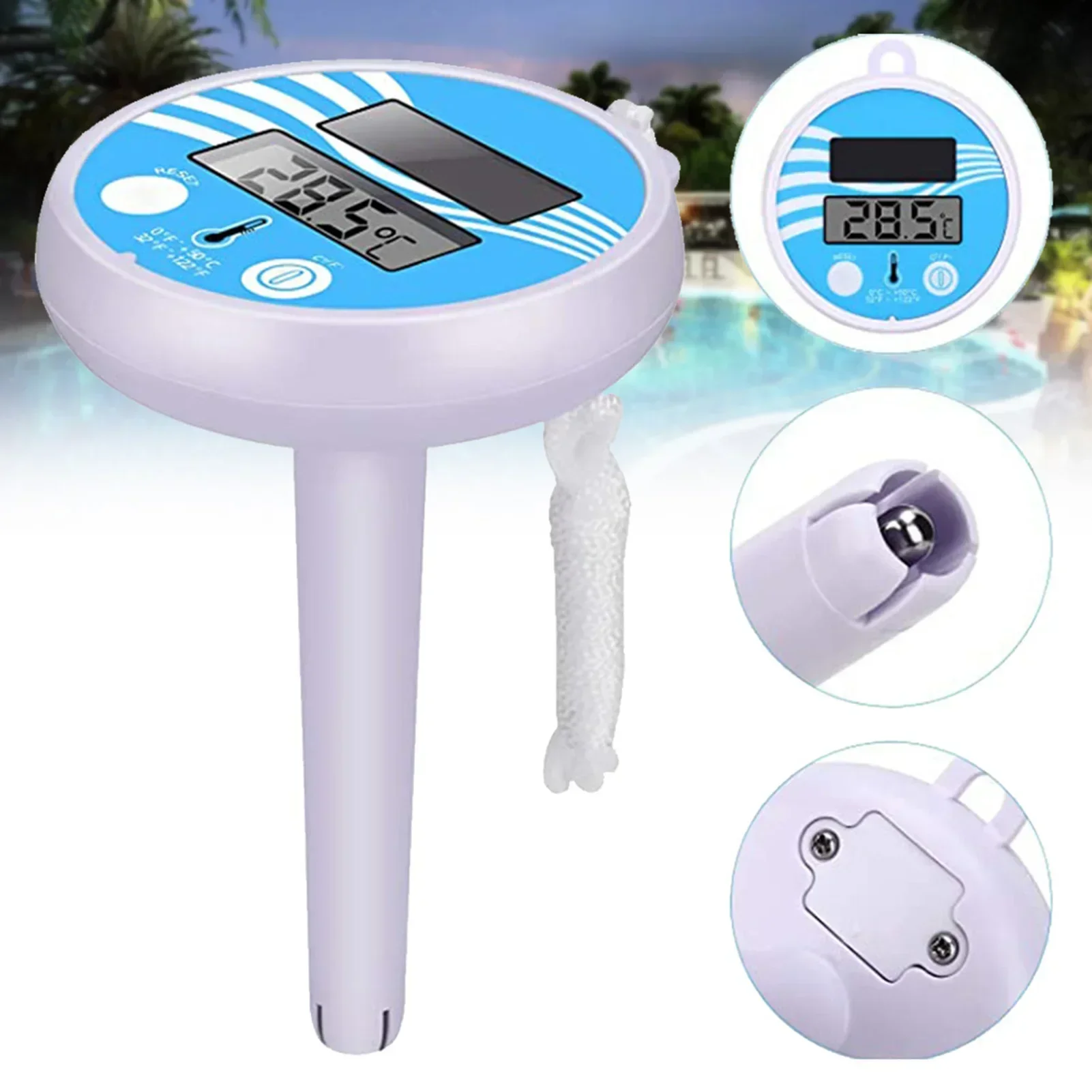 Portable Swimming Pool Tester, Waterproof Solar Summer Pool Thermometer ...