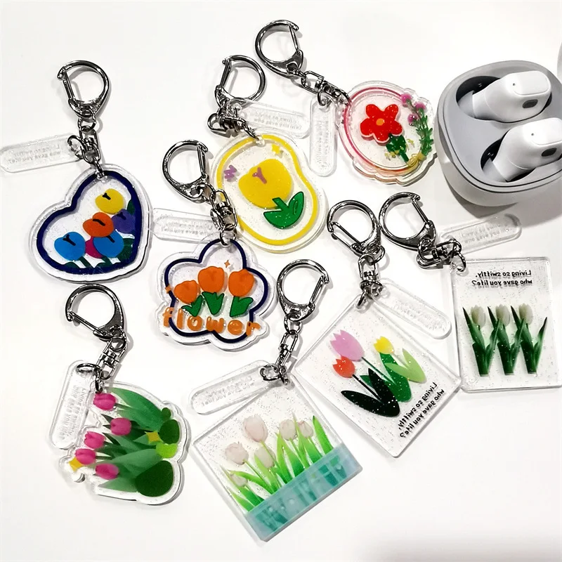 Spring-Tulip-Keychain-Transparent-Hand-Painted-Beautiful-Flowers ...
