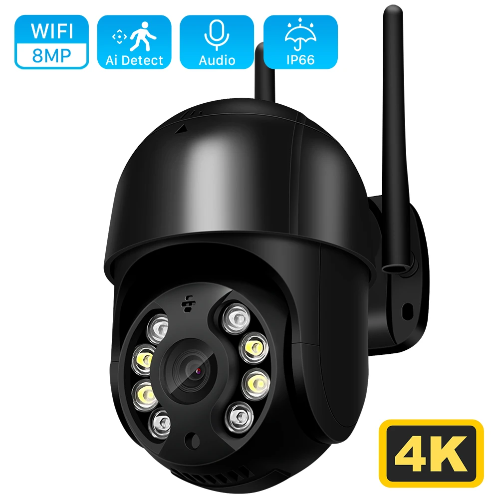 4K Security Camera 8MP WiFi PTZ IP Camera Outdoor H.265 5MP 4X Zoom Ai ...