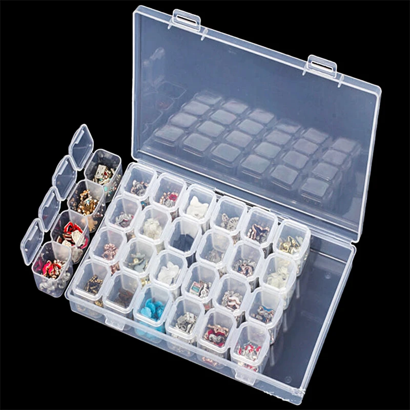 28 Compartment Adjustable Clear Plastic Storage Box For Jewelry ...