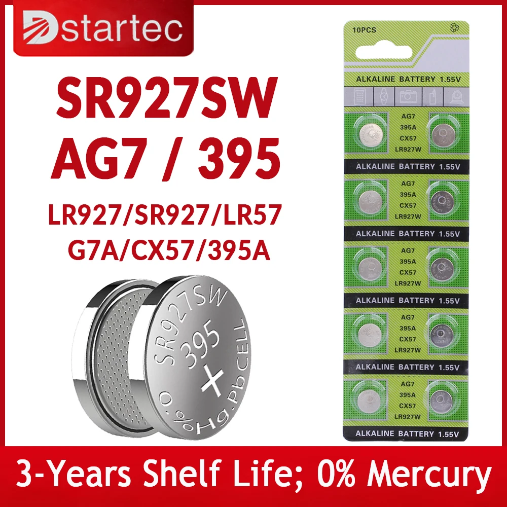 NEW 10PCS 50PCS 1.55V AG7 LR927 LR57 SR927W 399 GR927 395A AG 7 Battery ...