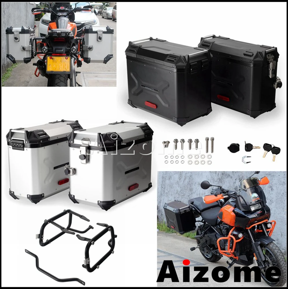 Left & Right Aluminum Rear Trunk Box Saddle Bags Side Boxes Luggage ...