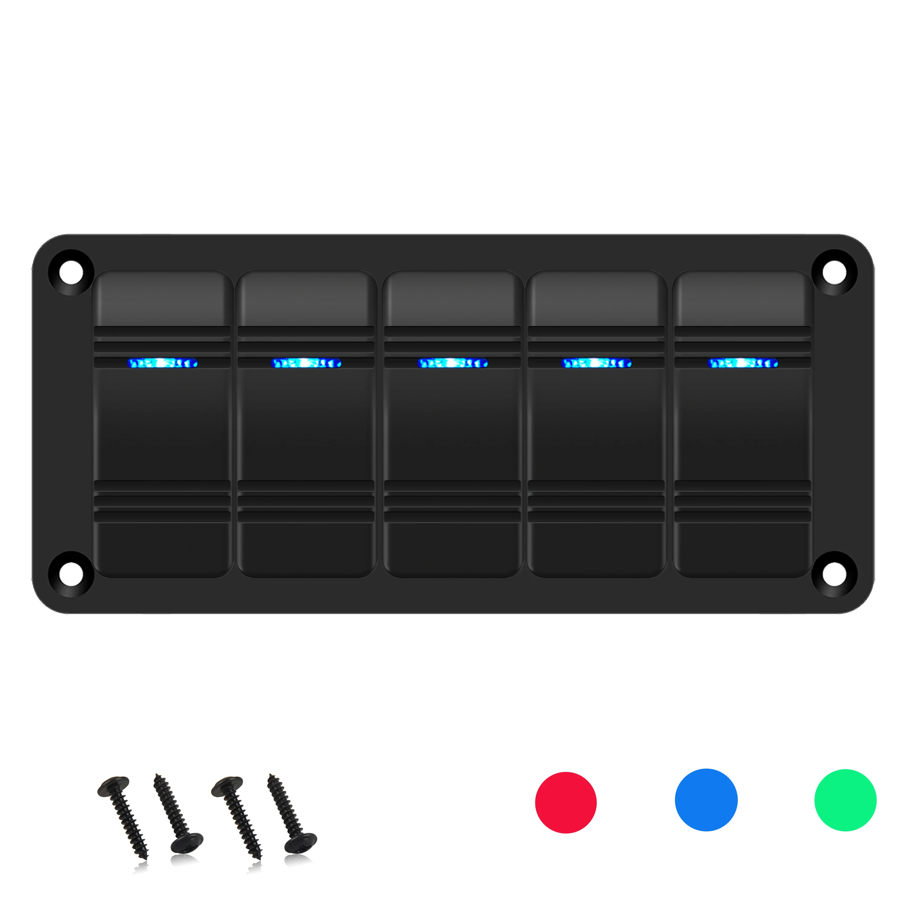 Custom-5-Gang-Rocker-Switch-Panel-Single-Led-Light-Bar-Waterproof-Car ...