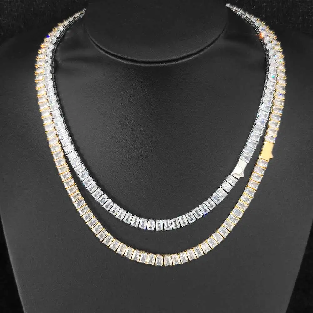 Hip Hop 6mm Iced Out Tennis Chain Necklace New Brass CZ Bling ...