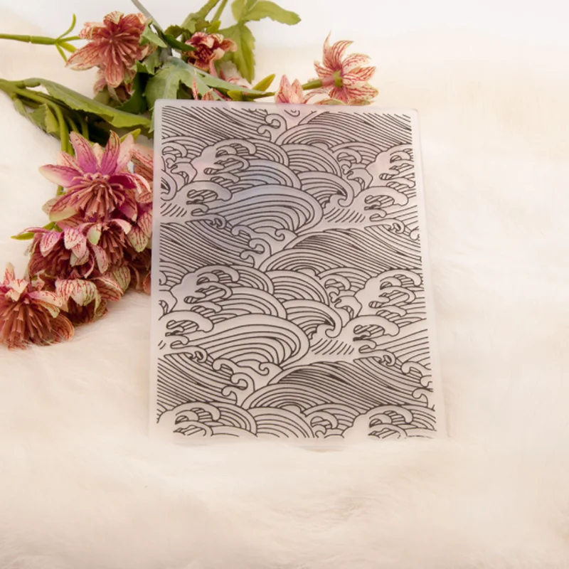 Sea Wave Plastic Bump Embossing Template DIY Scrapbook Journal Fondant ...
