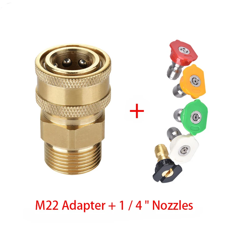 High Pressure Washer Copper Connector Adapter M22 Male 1/4" Female ...