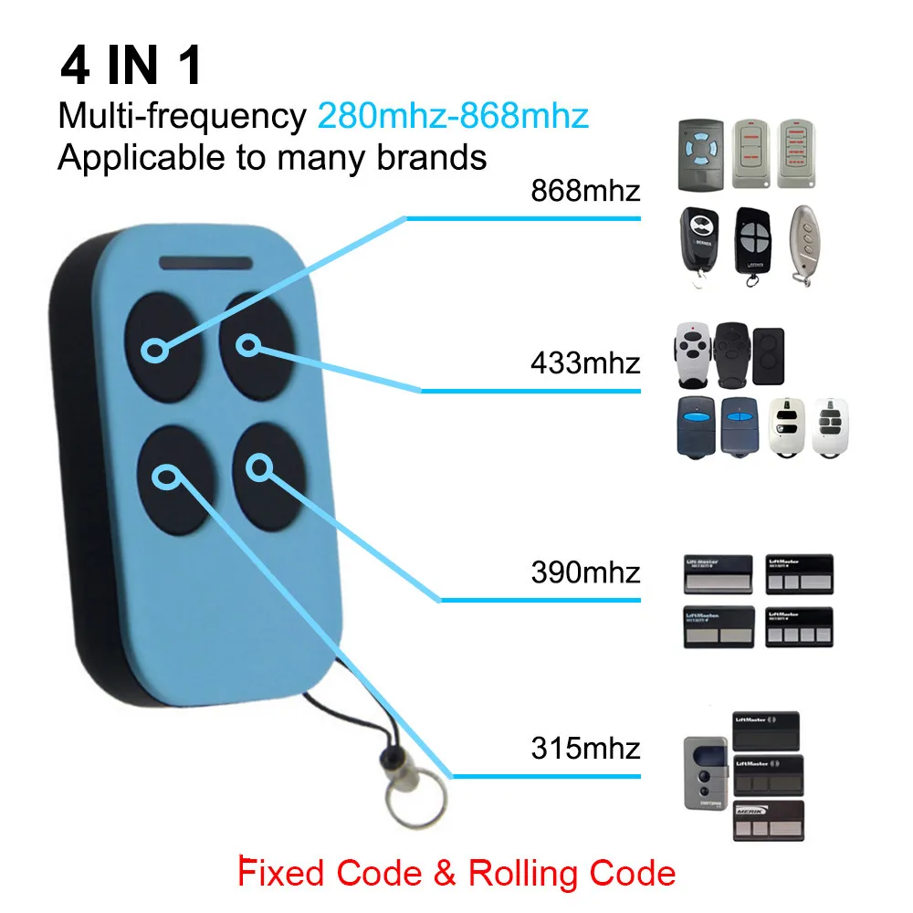4-in-1-Garage-Gate-Remote-Control-Multifrequency-280-868MHz-Keychain ...