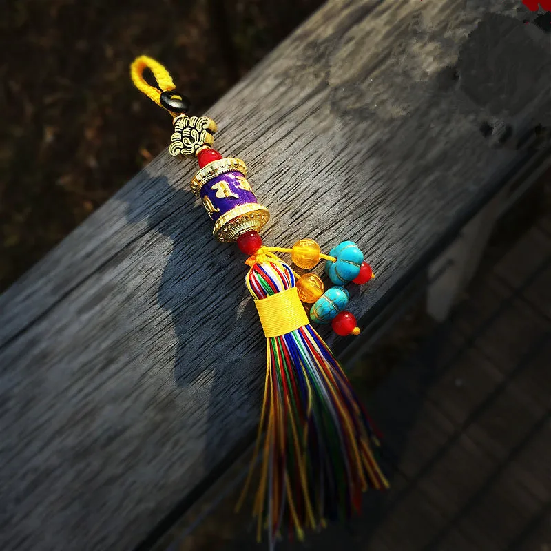 New-Tibetan-six-character-mantra-prayer-wheel-pendant-vajra-car ...