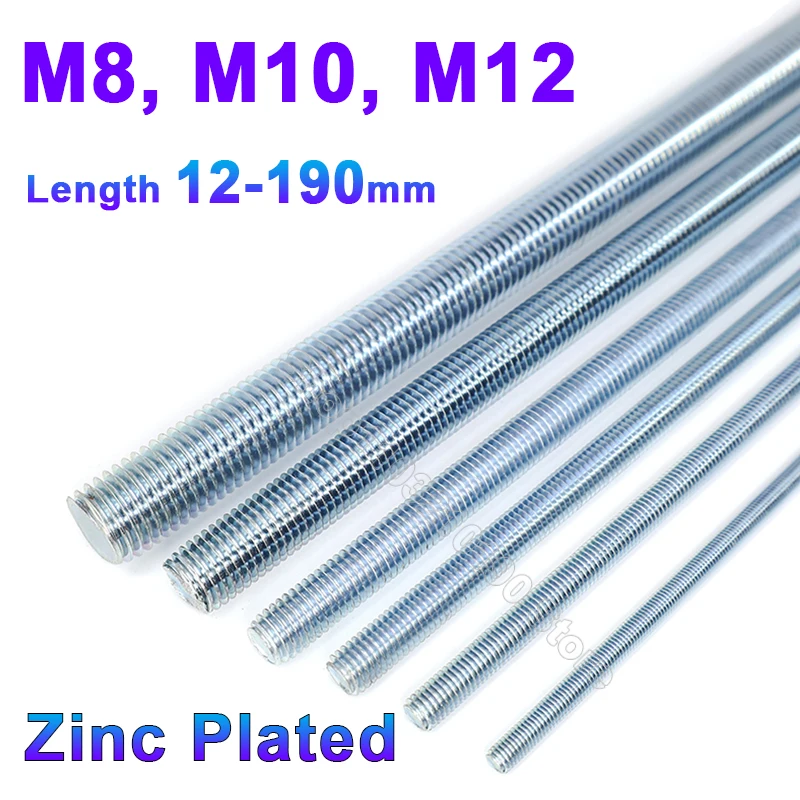1-3Pcs-M8-M10-M12-Zinc-Plated-Full-Threaded-Rod-Fully-Metric-Thread ...