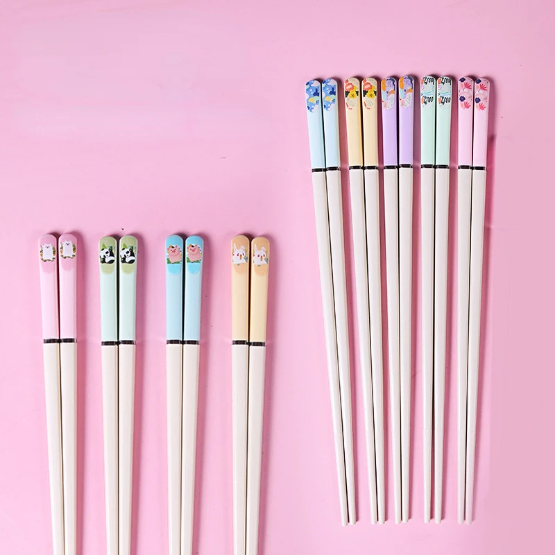 Family Chopsticks Set Cartoon Children Eat Learning Short Chopsticks ...