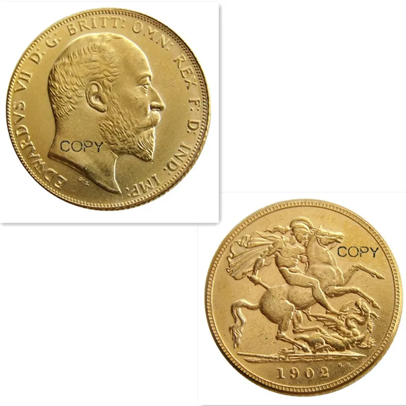 RARE-1902-KING-EDWARD-VII-MATT-PROOF-GOLD-PLATED-1-SOVEREIGN-1LSD-COPY ...