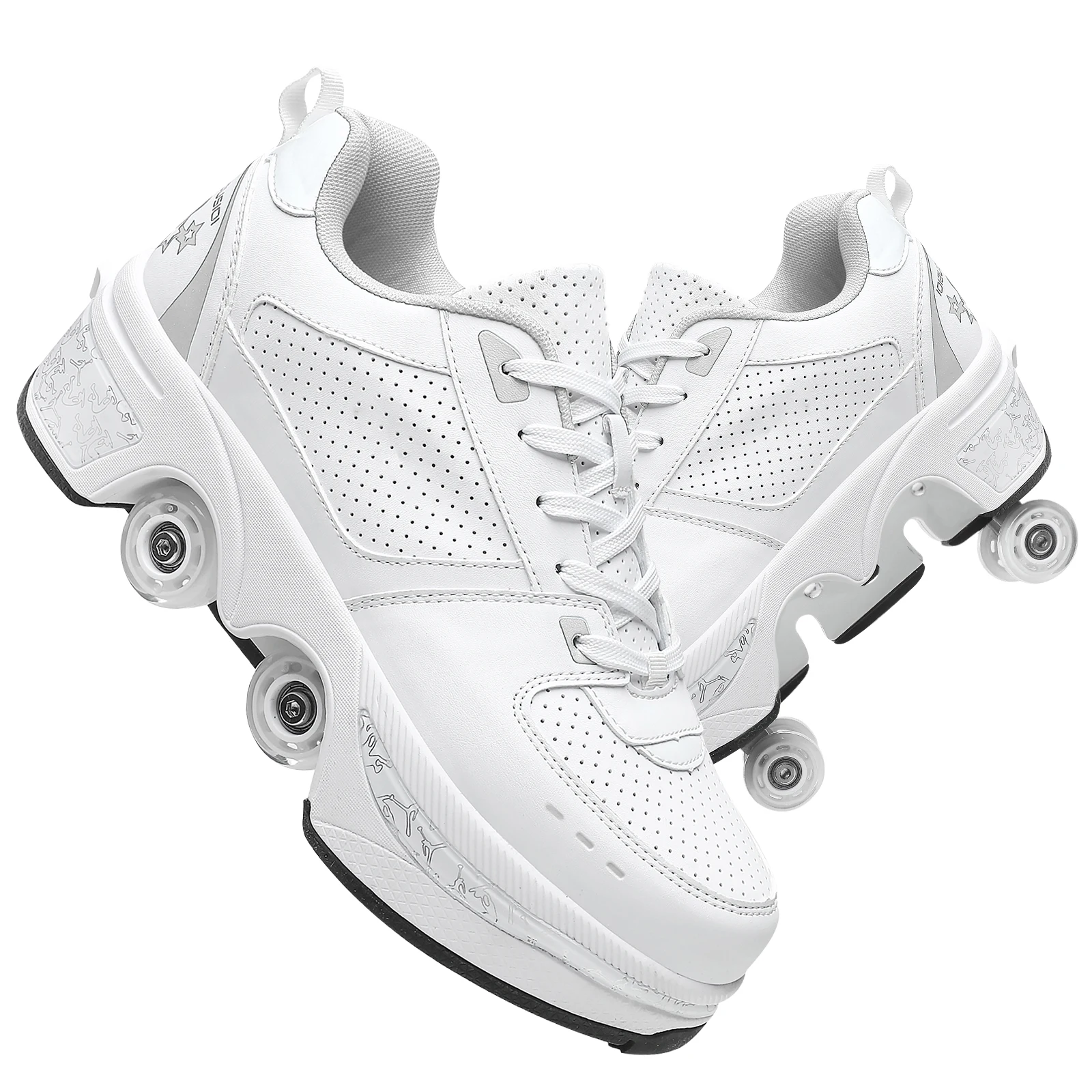 Double-row Deform Wheel Automatic Walking Shoes Invisible Deformation ...