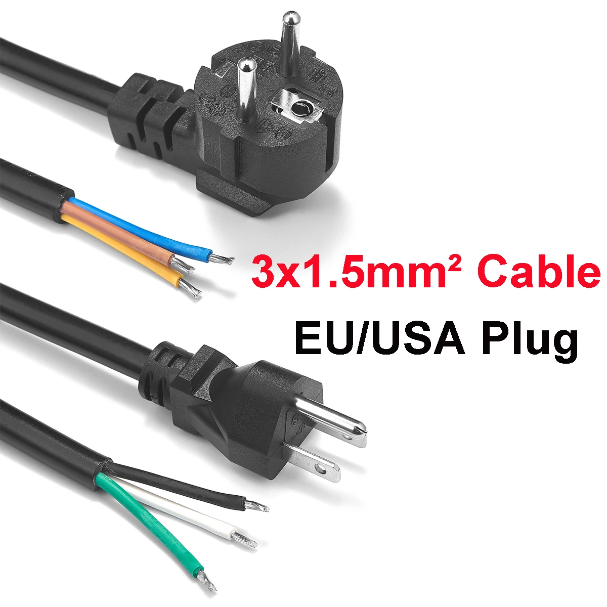 EU-US-Stripped-Power-Supply-Lead-Cable-European-USA-Power-Extension ...