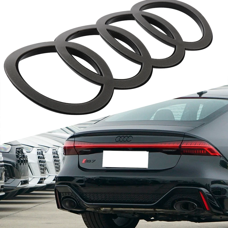 4-Ring-ABS-Gloss-Black-Car-Hood-Front-Bonnet-Grill-Emblem-Logo-Rear ...