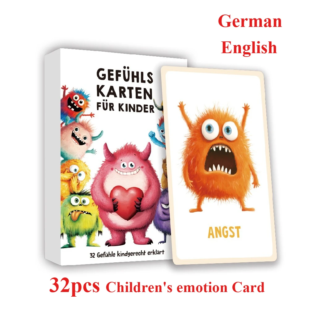 32pcs English German Emotional Management Cards Fun Children Emotion ...