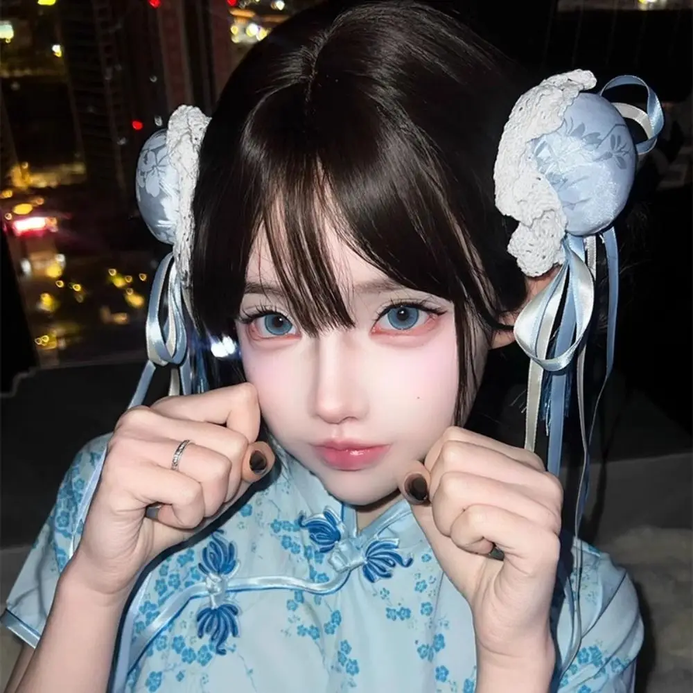 Lace Bow Chun-Li Hair Bun Clip Cheongsam Headdress Ruffle Bowknot ...