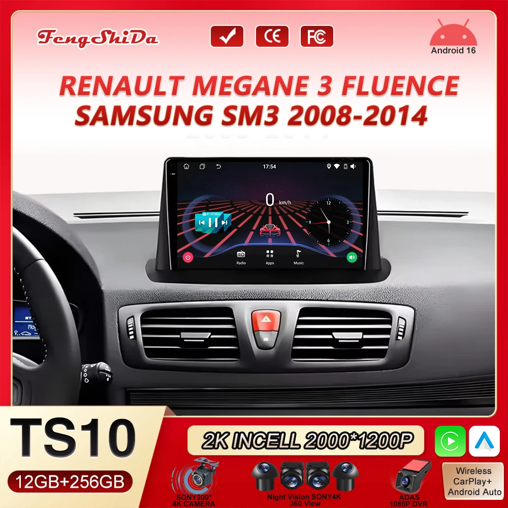 Android 16 For Renault Megane 3 2008 - 2014 2K QLED Android Car Radio ...