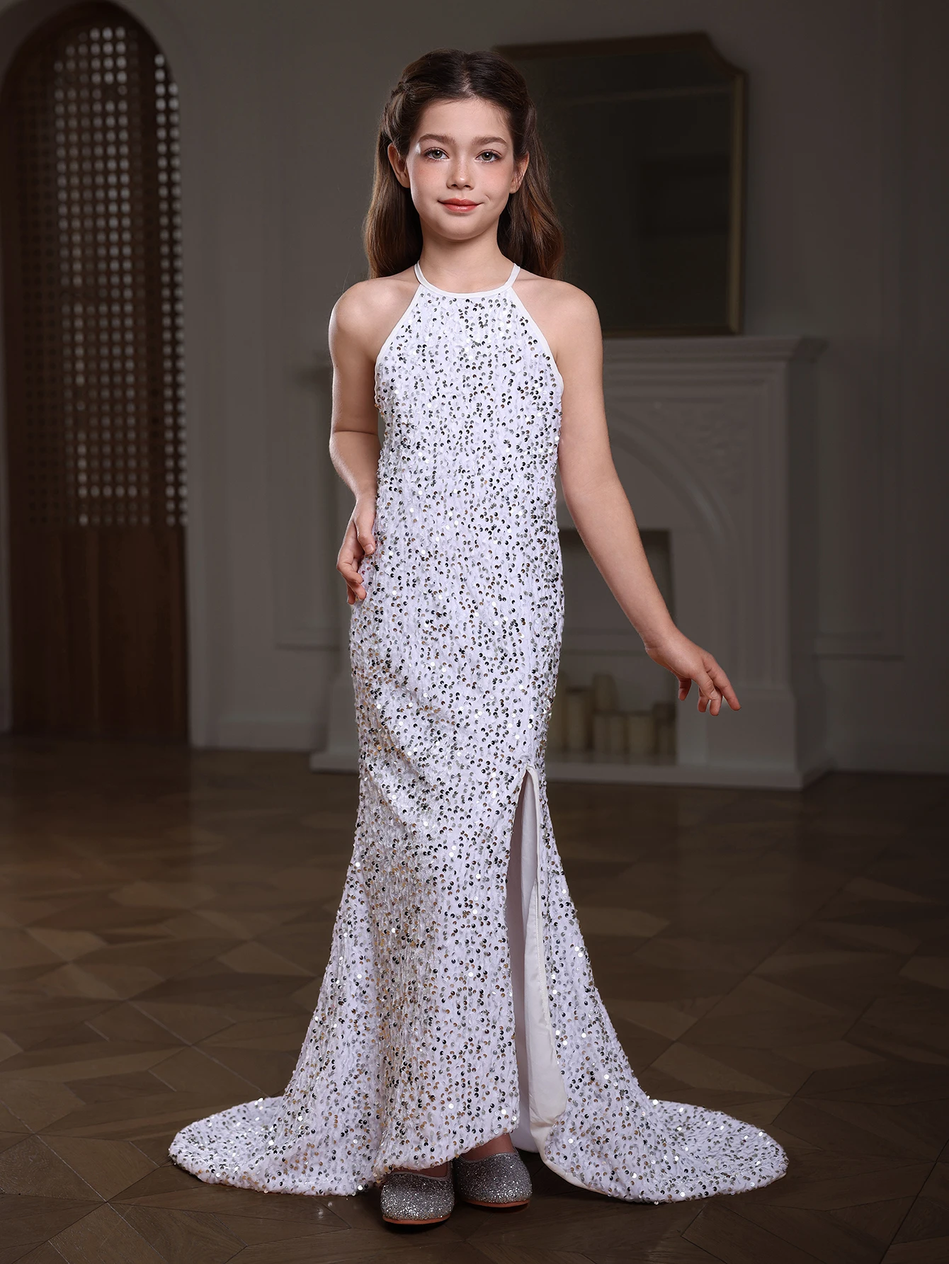 Magnifique-robe-queue-de-poisson-paillettes-pour-filles-robe-licou ...