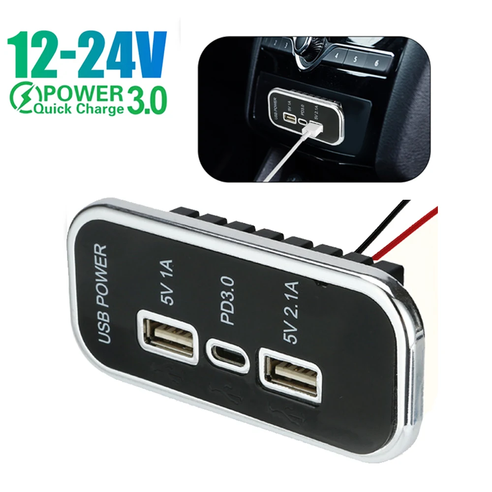 Quick-Charger-PD-Dual-USB-Panel-Car-Charger-Socket-3-1A-12V-24V-USB ...