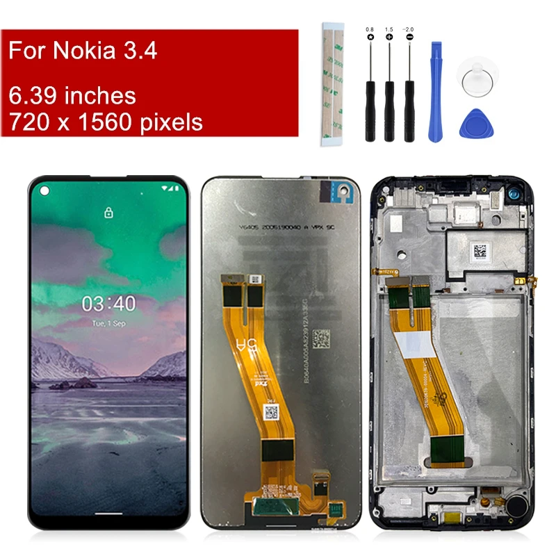 For Nokia 3.4 LCD Display Touch Screen Digitizer Assembly For Nokia 3.4 ...
