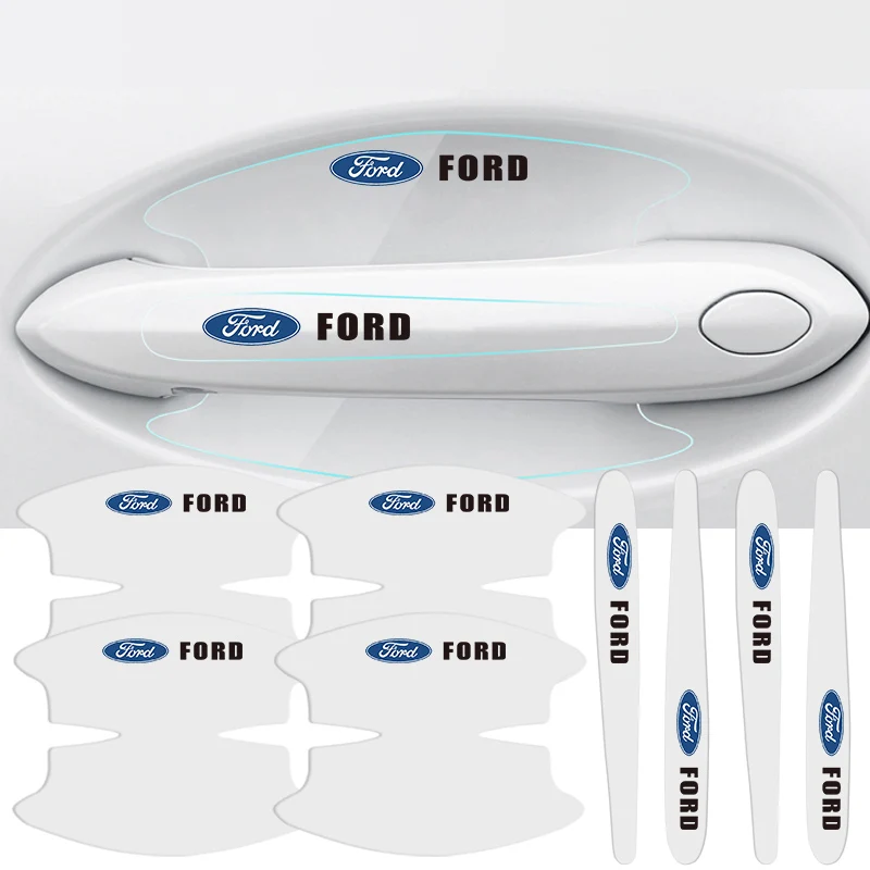 8pcs Car Door Handle Stickers Transparent Protector Film For Ford Focus ...