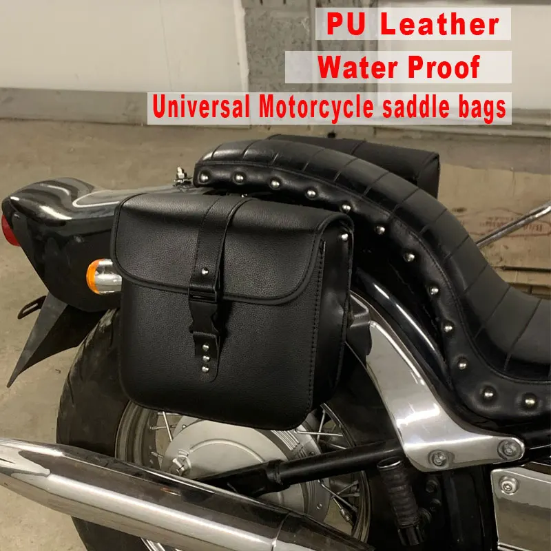 Motorcycle Saddle Bags 2 Pack PU Leather Universal Saddlebags Fit for ...
