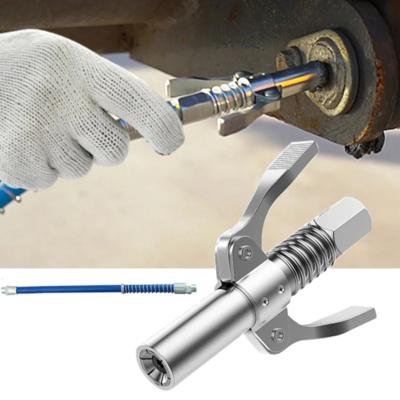 10000-PSI-Grease-Tool-Coupler-Double-Handle-Stainless-Oil-Injector ...