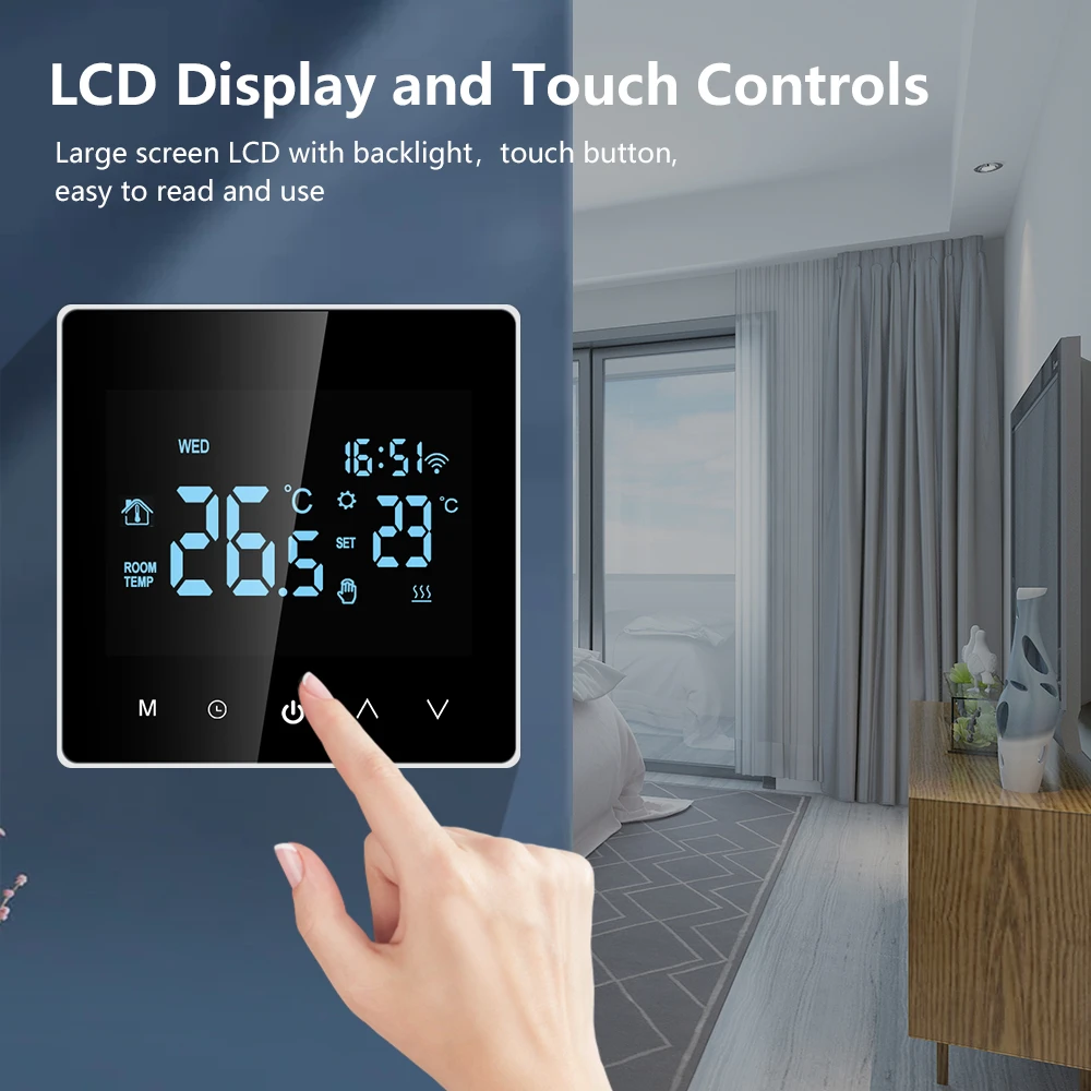 Tuya Wifi Intelligens Termosztát Lcd Érintés Hőmérséklet -Szabályozás ...