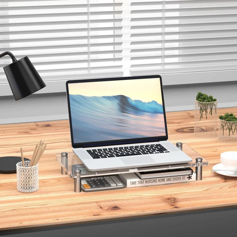 Acrylic-Transparent-Computer-Monitor-Bracket-Desktop-Printer-Bracket ...